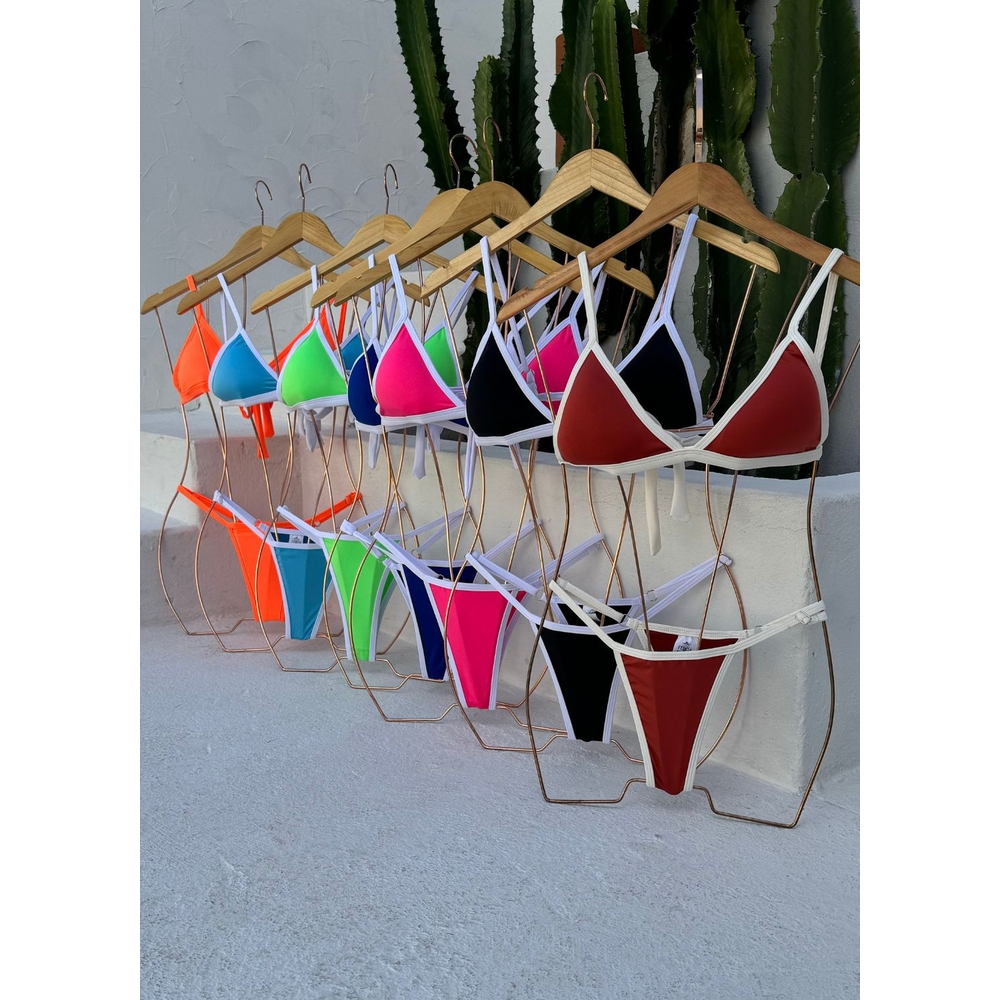 BIQUÍNI LIGHT CORTININHA CALCINHA FIO COM REGULADOR LARANJA NEON